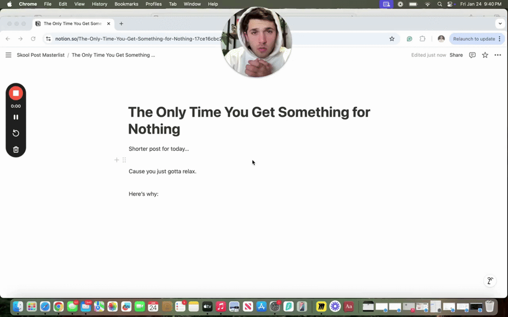 The Only Time You Get Something For Nothing · Selling Online / Prime Mover