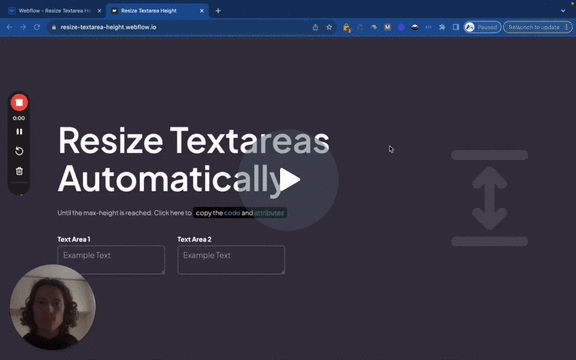 #102 - Automatically Resize Textarea Height | Webflow Powerups
