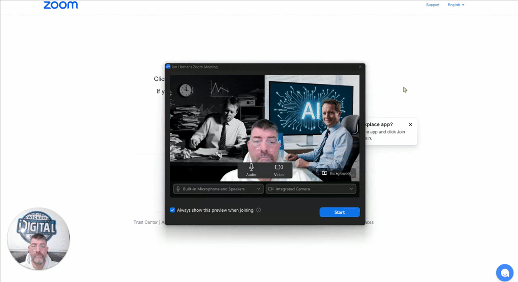 Avatar Inside Zoom · AI for LinkedIn - evyAI.com