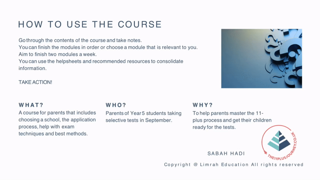 Getting Started Guide - Introduction (Start Here) · 11 Plus Journey