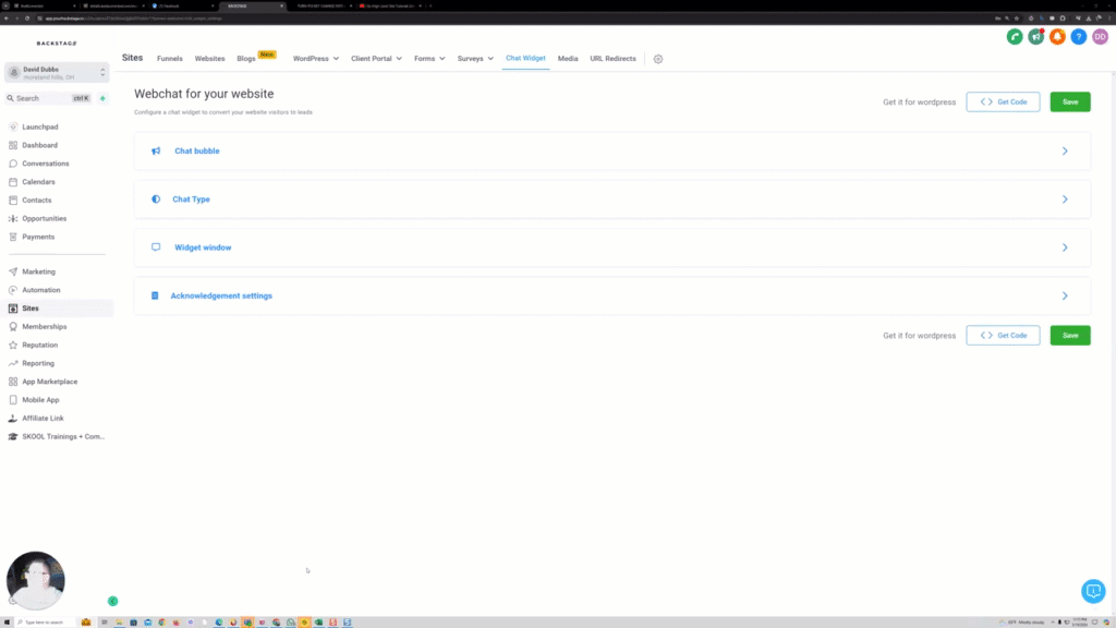 ADD A CHAT BUBBLE ON YOUR FUNNELS - DEBT CLEANSE ONBOARDING · BACKSTAGE