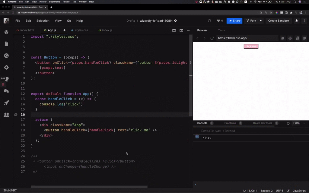 Sending Data Up - React · Developer Pro
