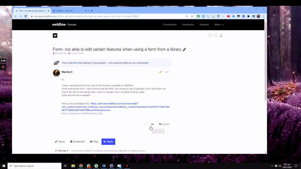 Form- not able to edit certain features when using a form from a library - Custom code - Forum ...