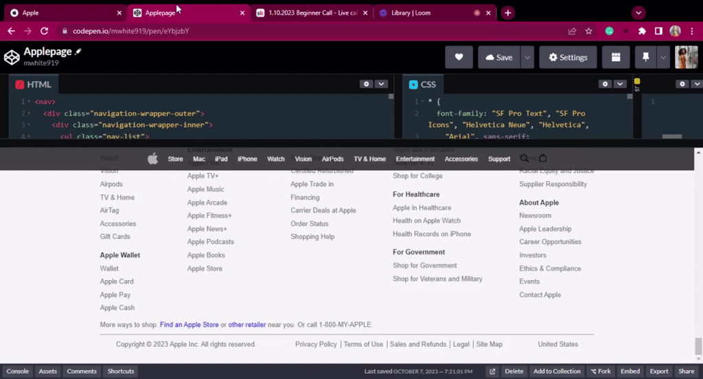 Nav Bar and Footer Width · Developer Pro
