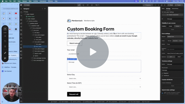 #103 - Custom Booking Form | Webflow Powerups
