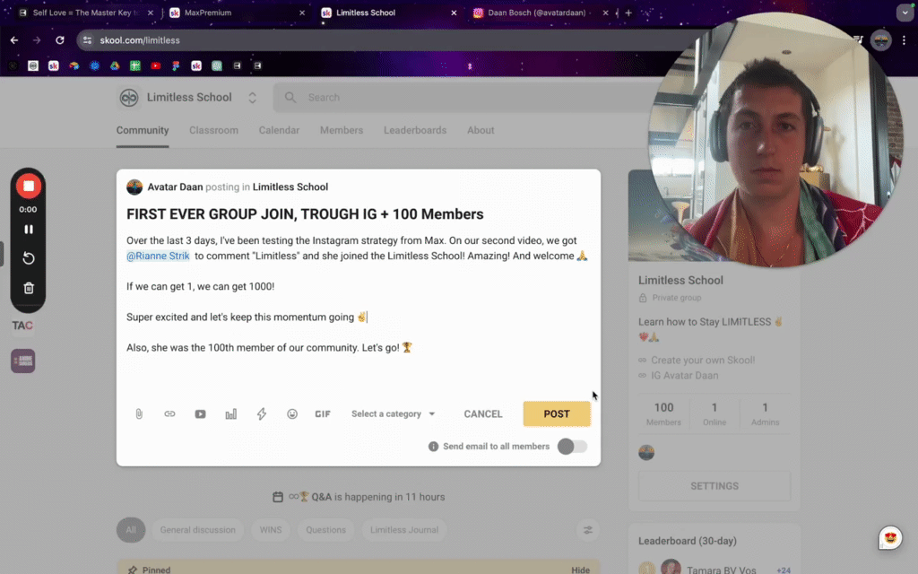 FIRST EVER GROUP JOIN, TROUGH IG + 100 Members · Limitless Skool