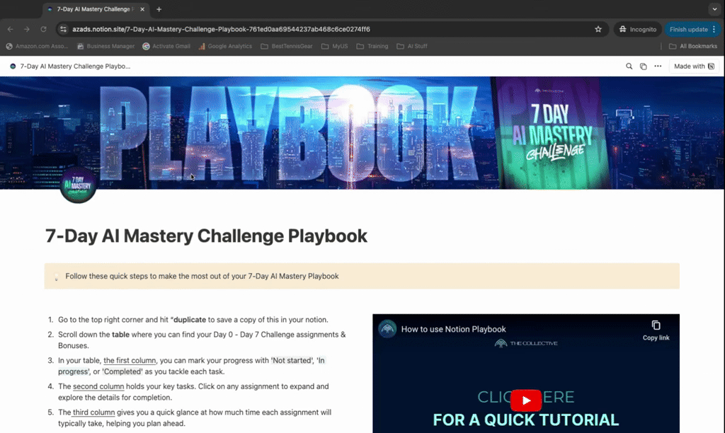 🎁 BONUS: PLAYBOOK - 7 DAY AI MASTERY CHALLENGE · The Collective AI VORTEX