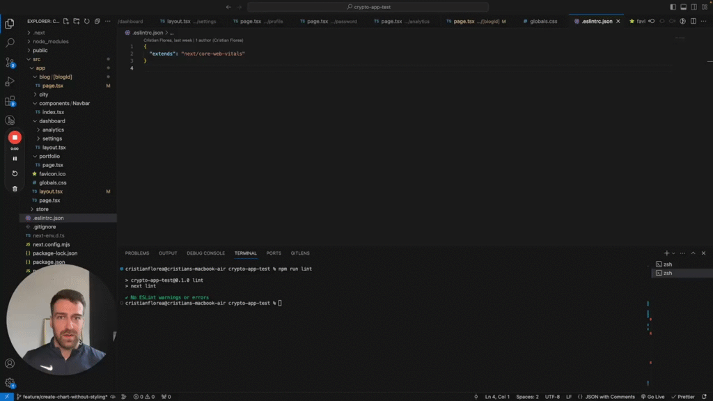 Setup linting - Crypto App · Developer Pro