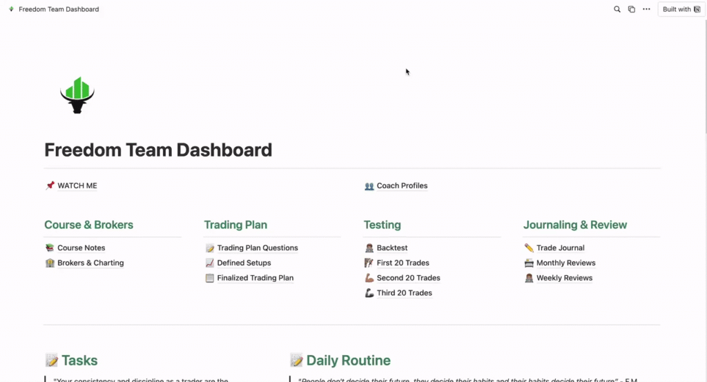 Access The Dashboard - Freedom Team Dashboard · The Vault