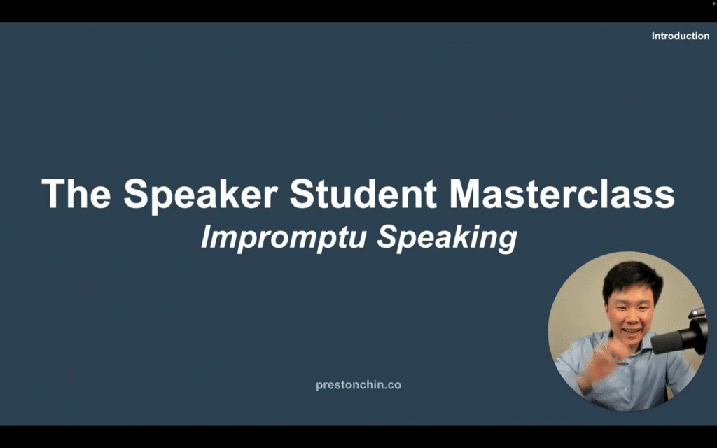Overview - THE SPEAKER STUDENT MASTERCLASS · Impromptu Speakers (FREE)