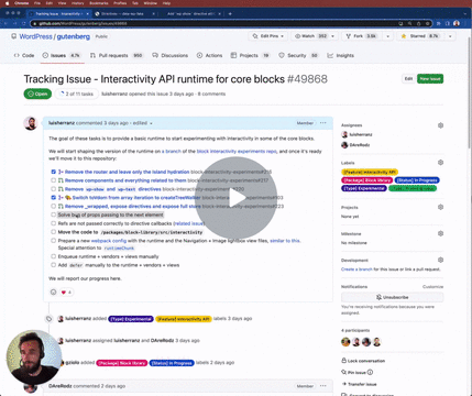 Tracking Issue - Interactivity API runtime for core blocks · Issue #49868 · WordPress/gutenberg ...