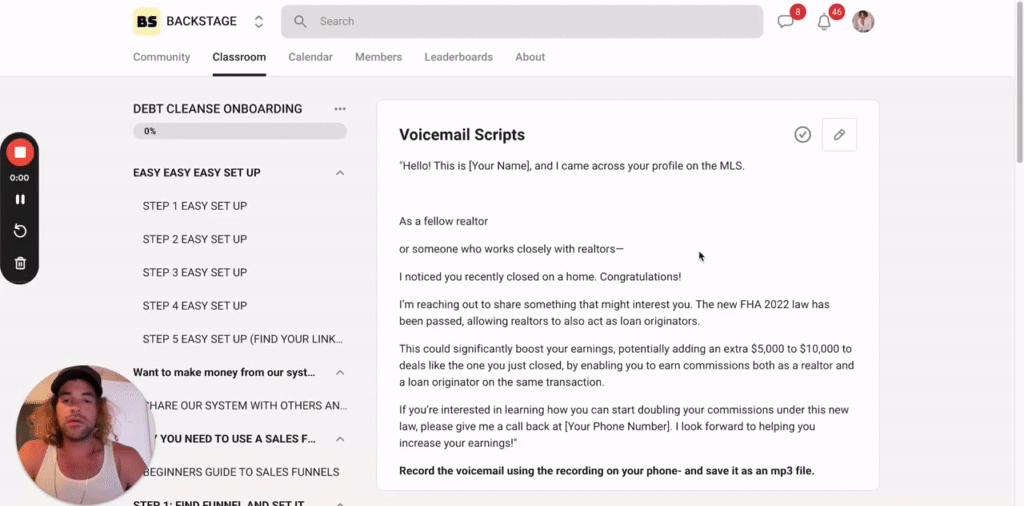 Voicemail Scripts - DEBT CLEANSE ONBOARDING · BACKSTAGE
