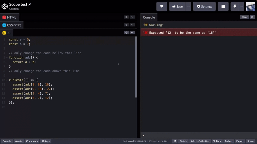 Scope Test Javascript For Beginners Ii · Developer Pro