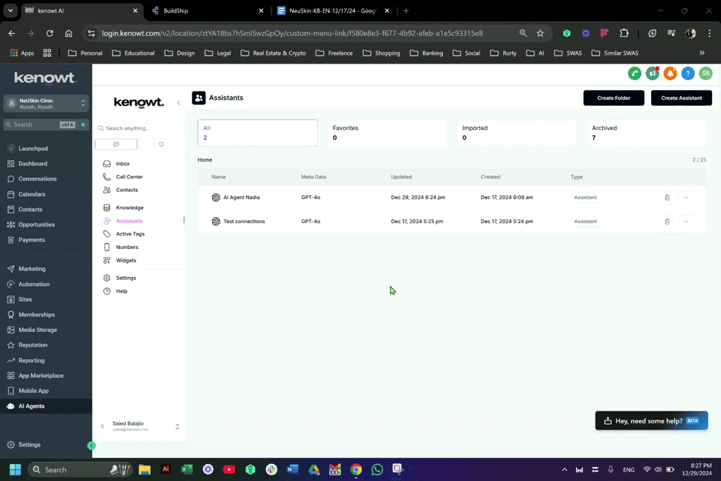 Knowledge Base (Google Docs-Buildship-1 Custom Tool) · Assistable.ai